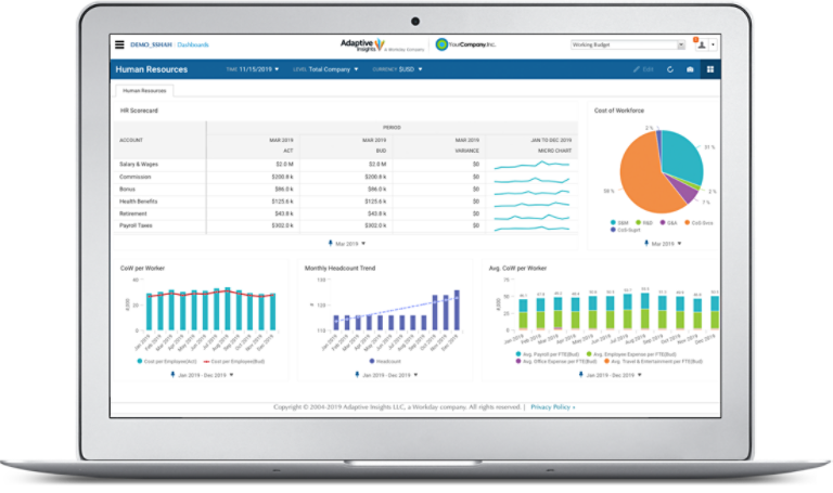 클라우드 엔터프라이즈 비즈니스 계획 소프트웨어 솔루션 Workday 한국